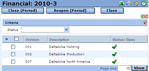 Opening and Closing Financial Period