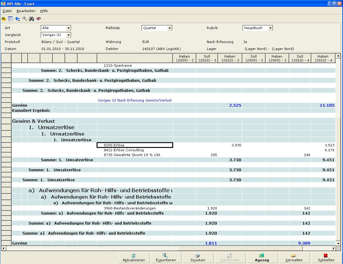 Protokolle der Interaktiven Bilanz/GuV