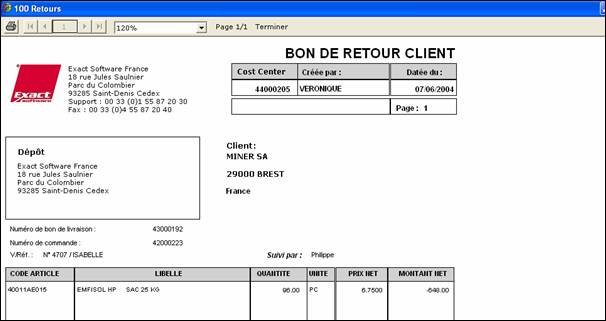 Comment gérer les retours des marchandises dans EG2003