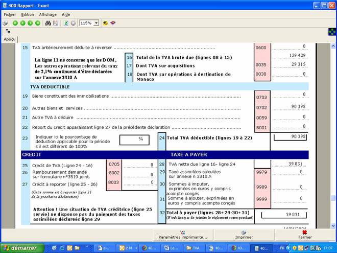 Comment éditer la déclaration de TVA dans Exact Globe