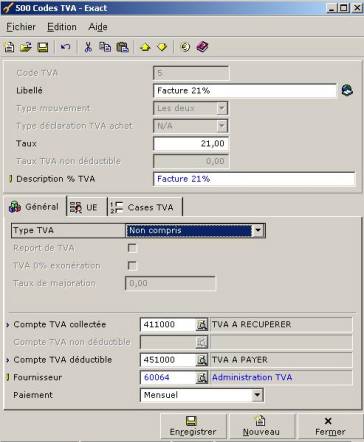 Comment créer les codes de TVA (Belgique)