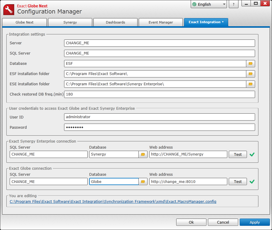 Exact Globe Next Configurator