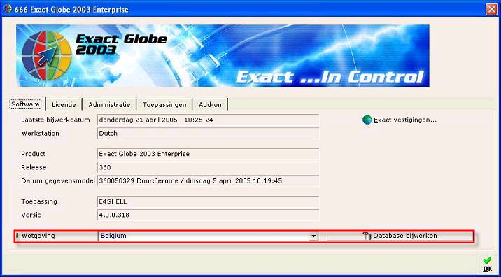 Wetgeving wijzigen toegestaan in demo licentie (e4shell)