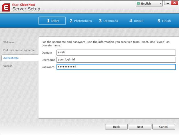 Installation Exact Globe Next