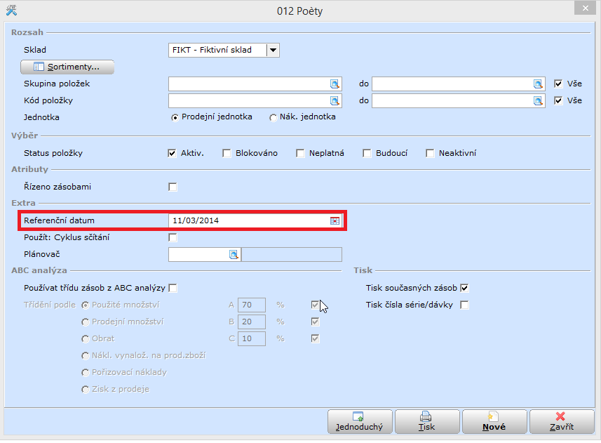 Roční závěrka - zásoby